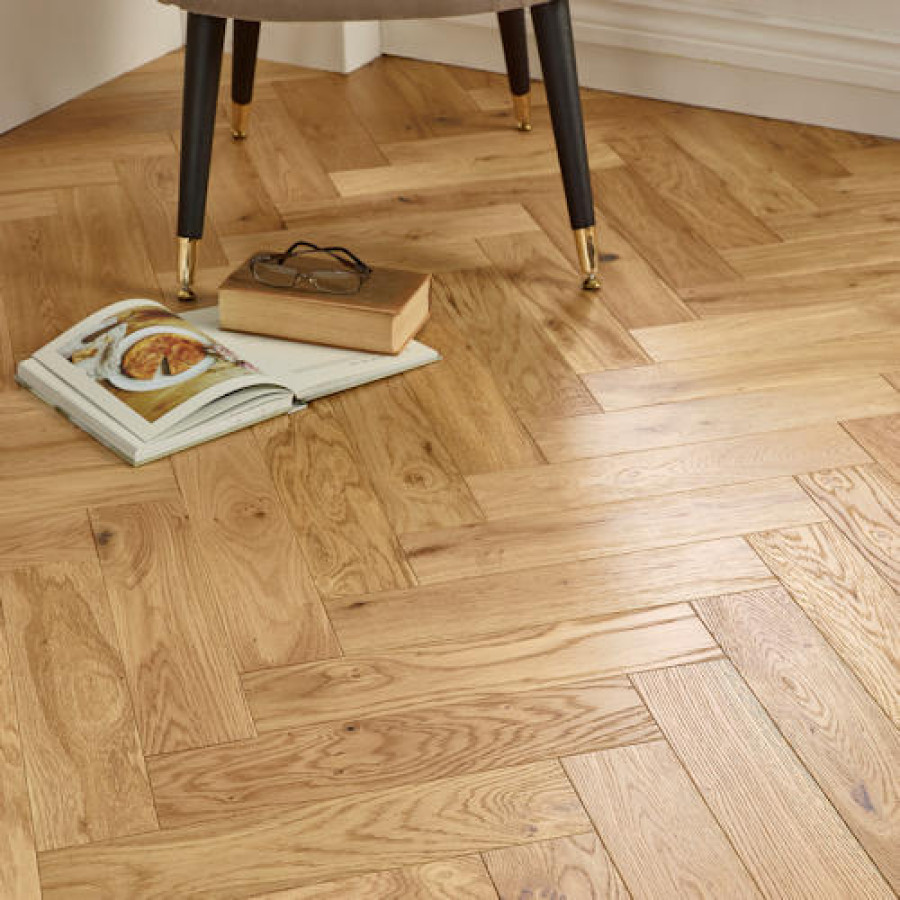 Tawton Rustic Oak Parquet Flooring - Brushed Matt Lacquer